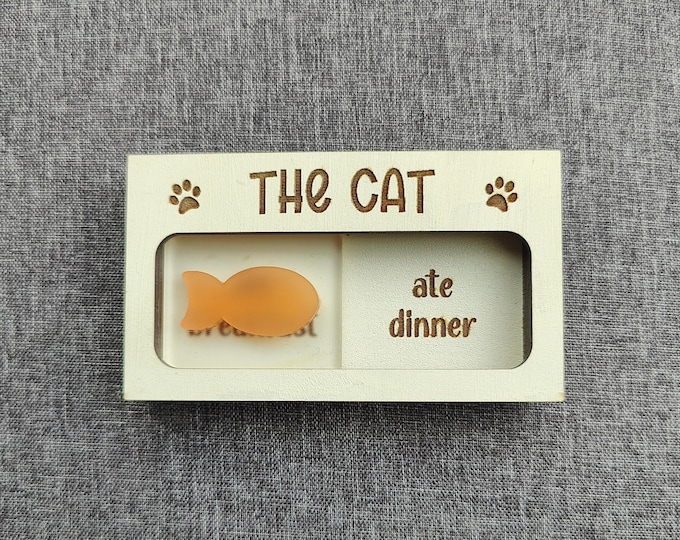 Custom Cat Feeding Magnet | Engrave Slide Pet Task Reminder | Rustic ...