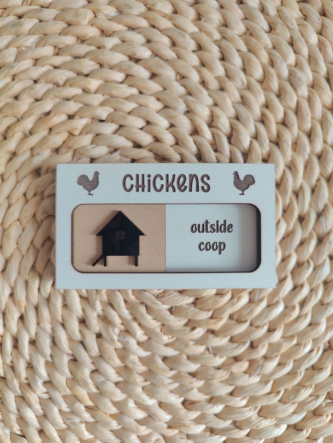 Chicken Inside Coop Outside Coop Reminder | Engraved Slide Chicken ...