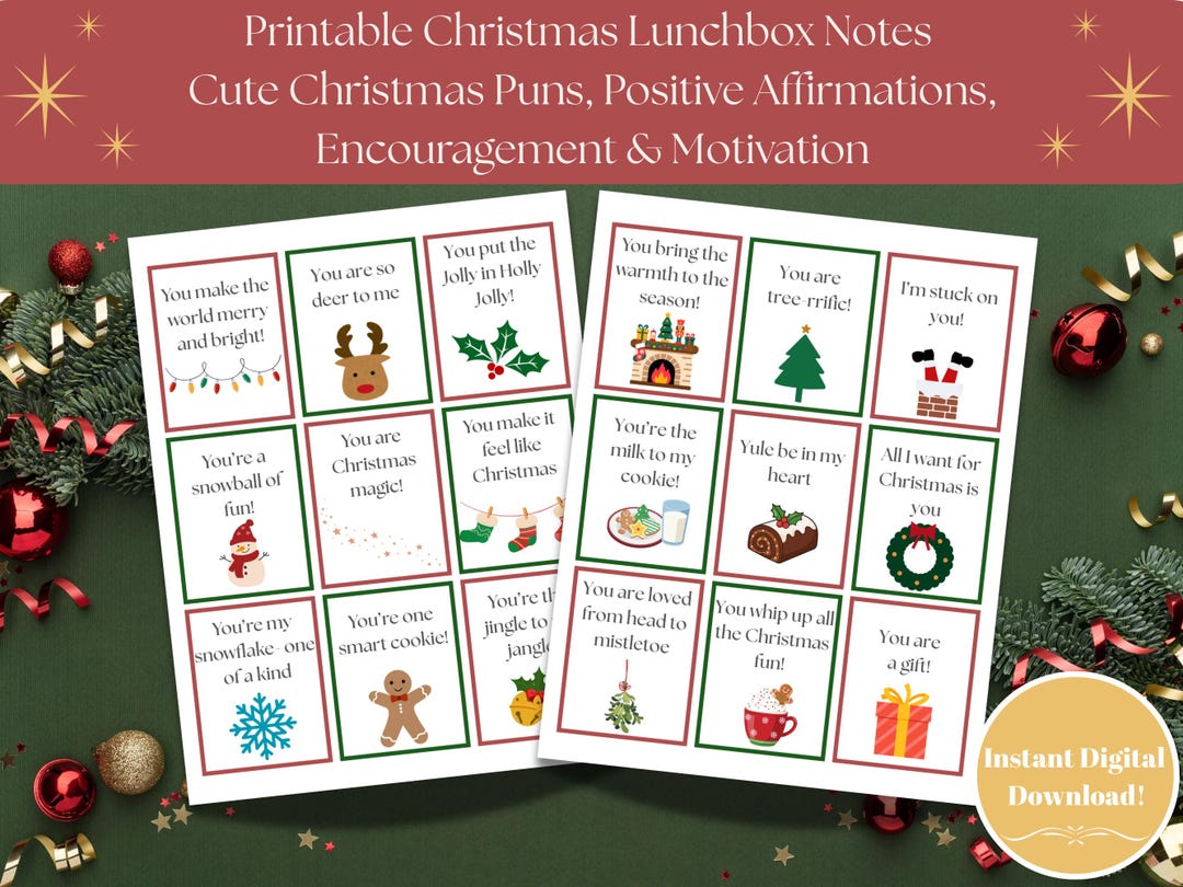 Christmas Affirmation Cards | Printable Christmas Lunchbox Notes ...