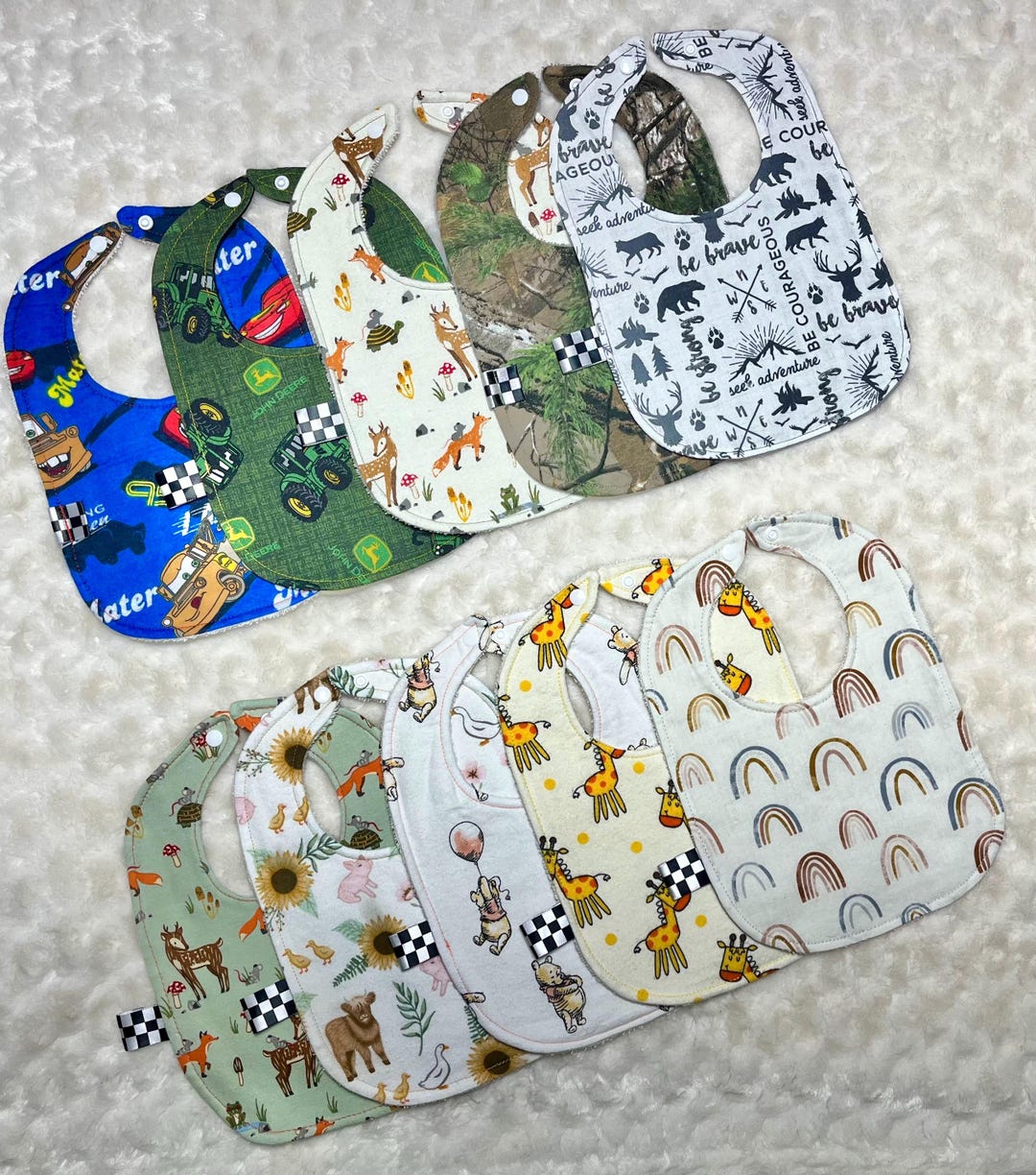 Handmade Flannel Baby Bibs With Snap Closure - Etsy