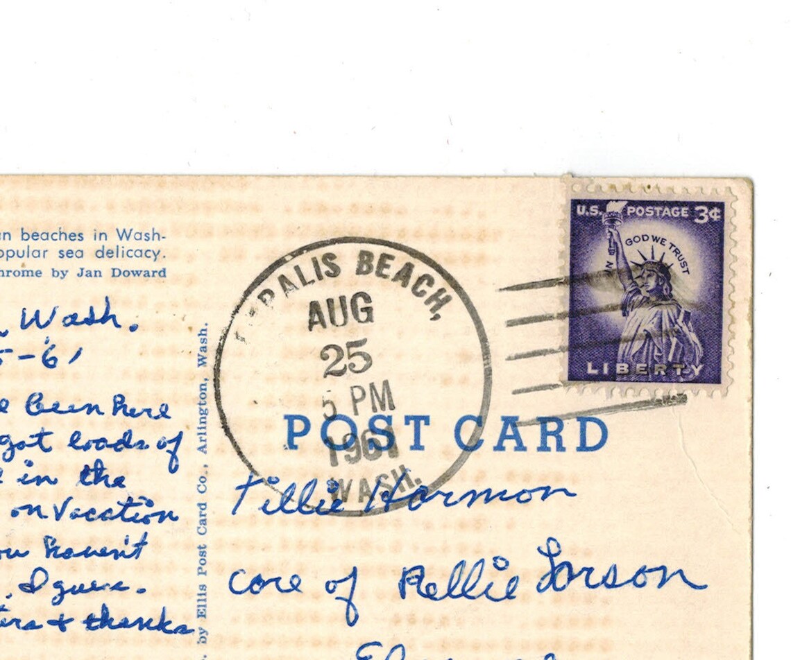 Vintage Pacific Coast Beaches Postcard Razor Clam Digging Postcards ...