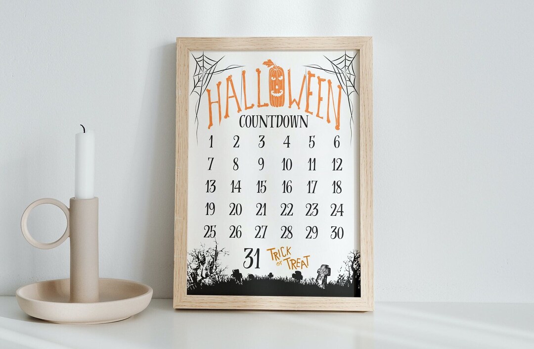 Halloween Countdown Printable, Halloween Digital Download, Halloween ...