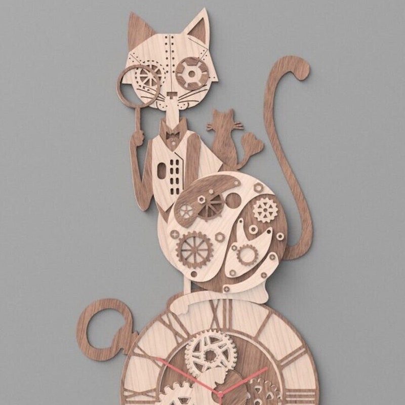 Mechanical Cat Clock - Etsy