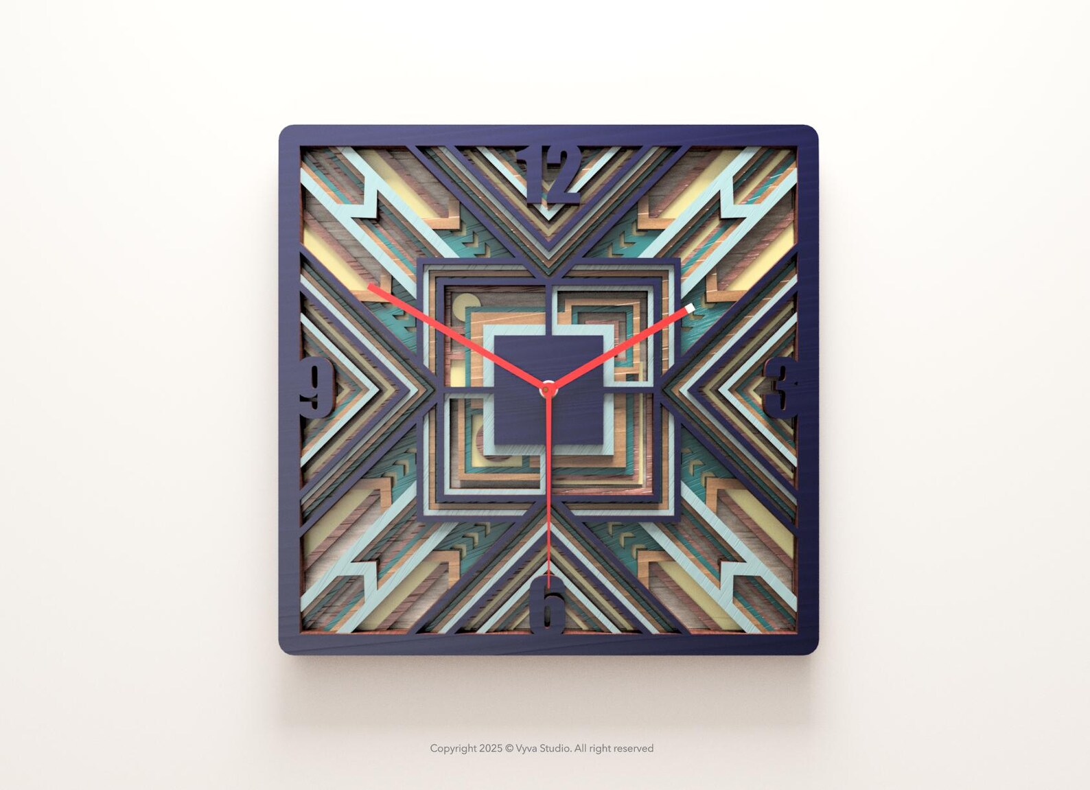 3D Geometric Wall Clock SVG | Layered Laser Cut Wall Art File ...