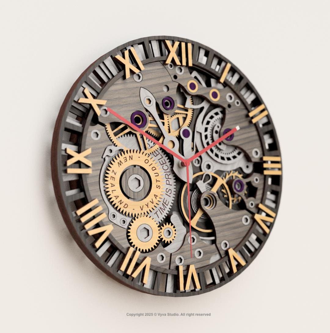 The Alchemist’s Clock – 3D Steampunk Gear Clock Laser Cut File ...