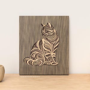 3D Multilayered Cat Abstract | Laser Cut Cat Ornament File | Cat Wall ...