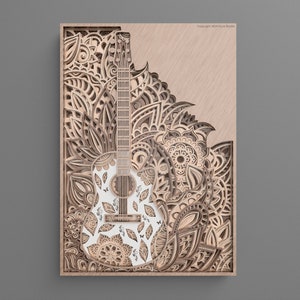 The Guitar Laser Cutting File for Creating Multilayered Mandala Wall ...