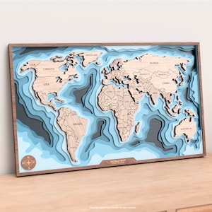 3D World Map | Laser Cutting Files for Creating Multilayered Wall Art ...