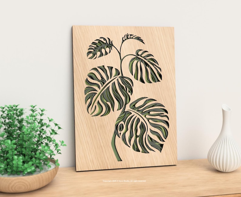 Monstera Plant | Laser Cut File for Creating 3D Multilayer Mandala Wall ...