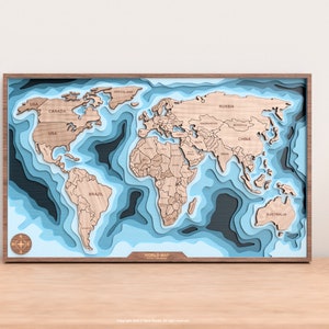 3D World Map | Laser Cutting Files for Creating Multilayered Wall Art ...