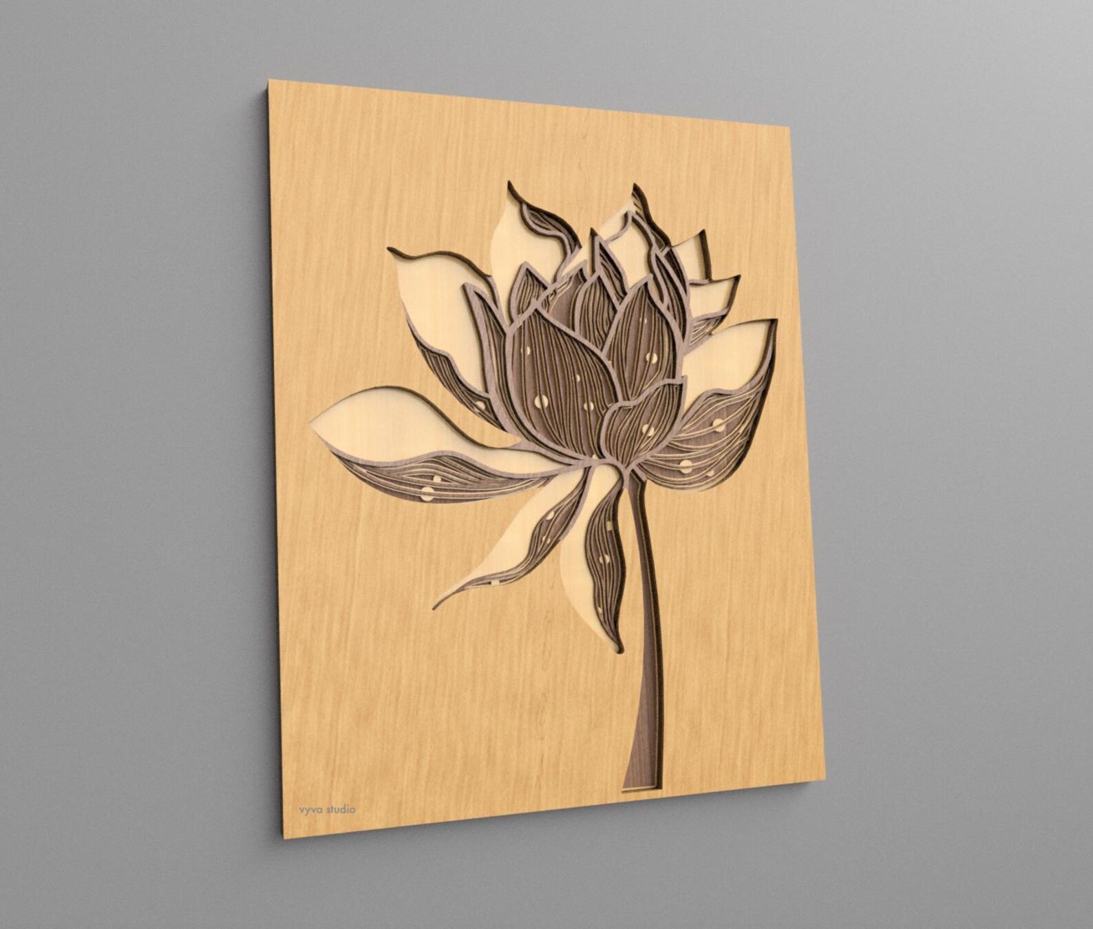 The Lotus Flower | 3D Multilayer Laser Cut File | Floral Wood Wall Art ...