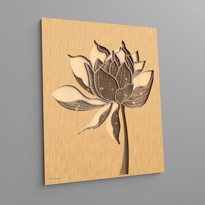 The Lotus Flower | 3D Multilayer Laser Cut File | Floral Wood Wall Art ...