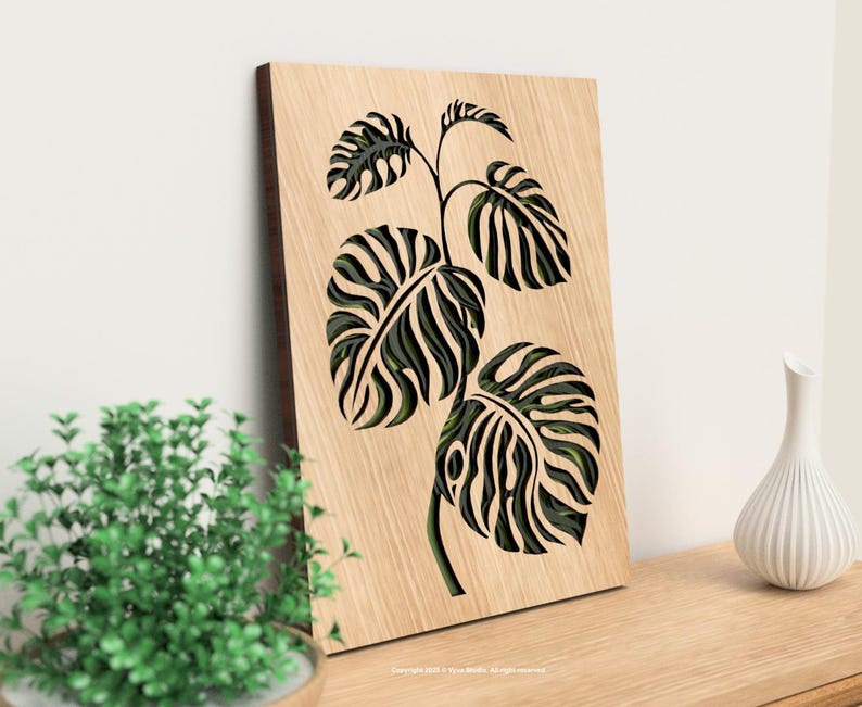 Monstera Plant | Laser Cut File for Creating 3D Multilayer Mandala Wall ...