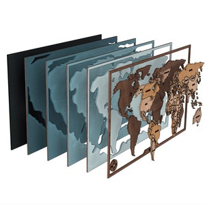 3D World Map | Laser Cutting Files for Creating Multilayered Wall Art ...