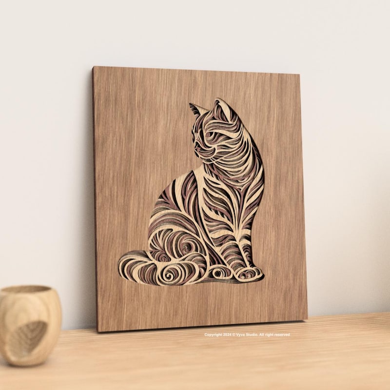 Cat Christmas Card Svg 3d - Etsy