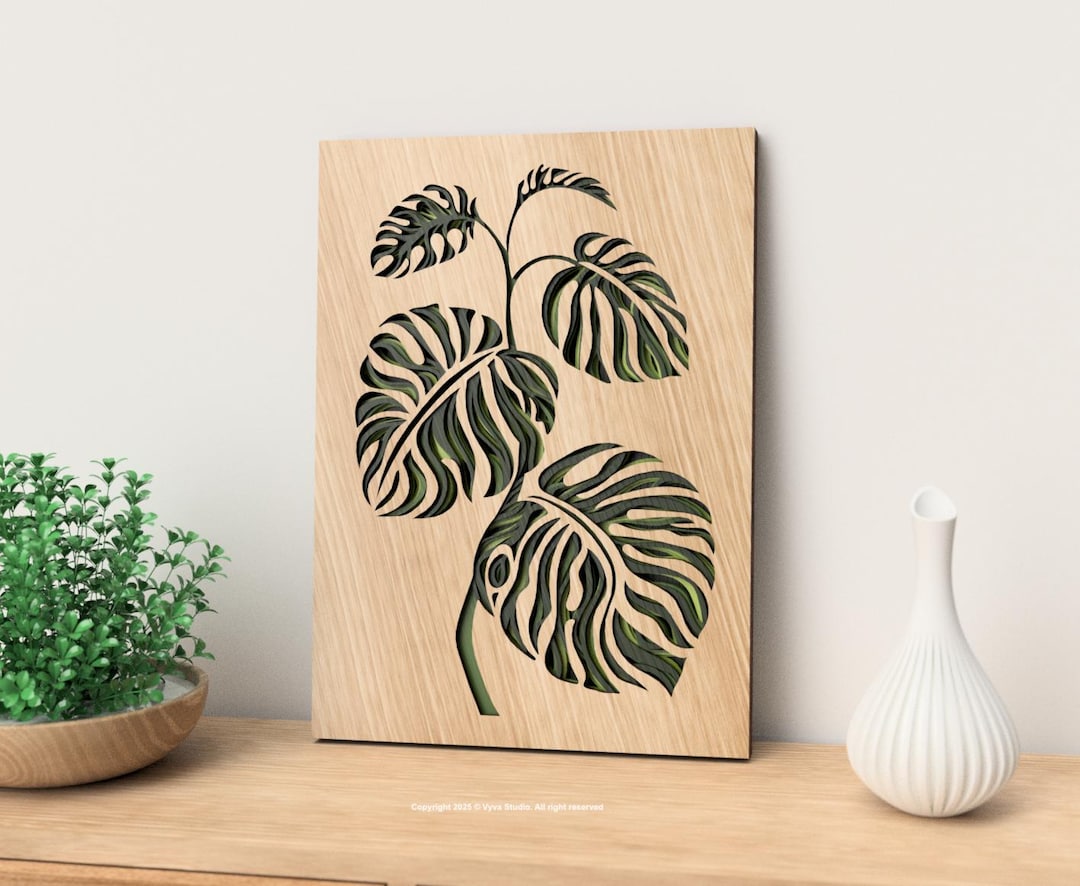 Monstera Plant | Laser Cut File for Creating 3D Multilayer Mandala Wall ...