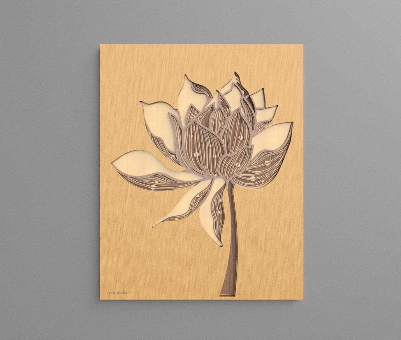 The Lotus Flower | 3D Multilayer Laser Cut File | Floral Wood Wall Art ...