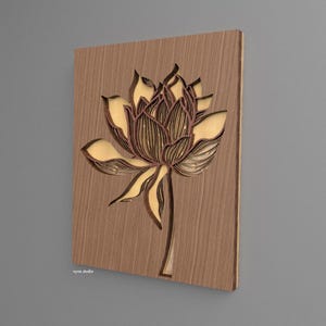 The Lotus Flower | 3D Multilayer Laser Cut File | Floral Wood Wall Art ...