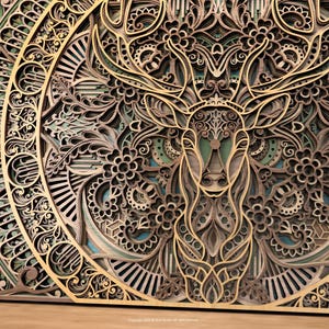 3D Layered Stag Laser Cut File: Mandala Deer Wall Art SVG (digital ...