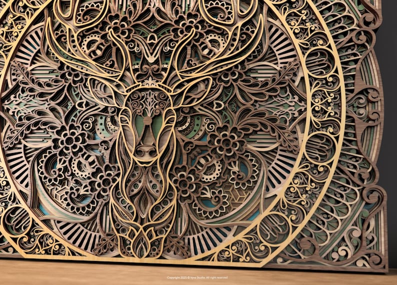 3D Layered Stag Laser Cut File: Mandala Deer Wall Art SVG (digital ...