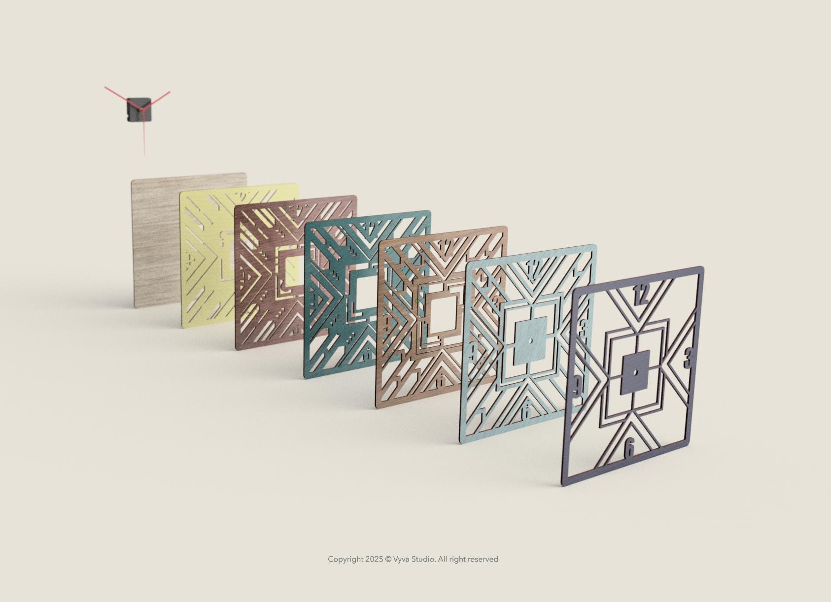 3D Geometric Wall Clock SVG | Layered Laser Cut Wall Art File ...