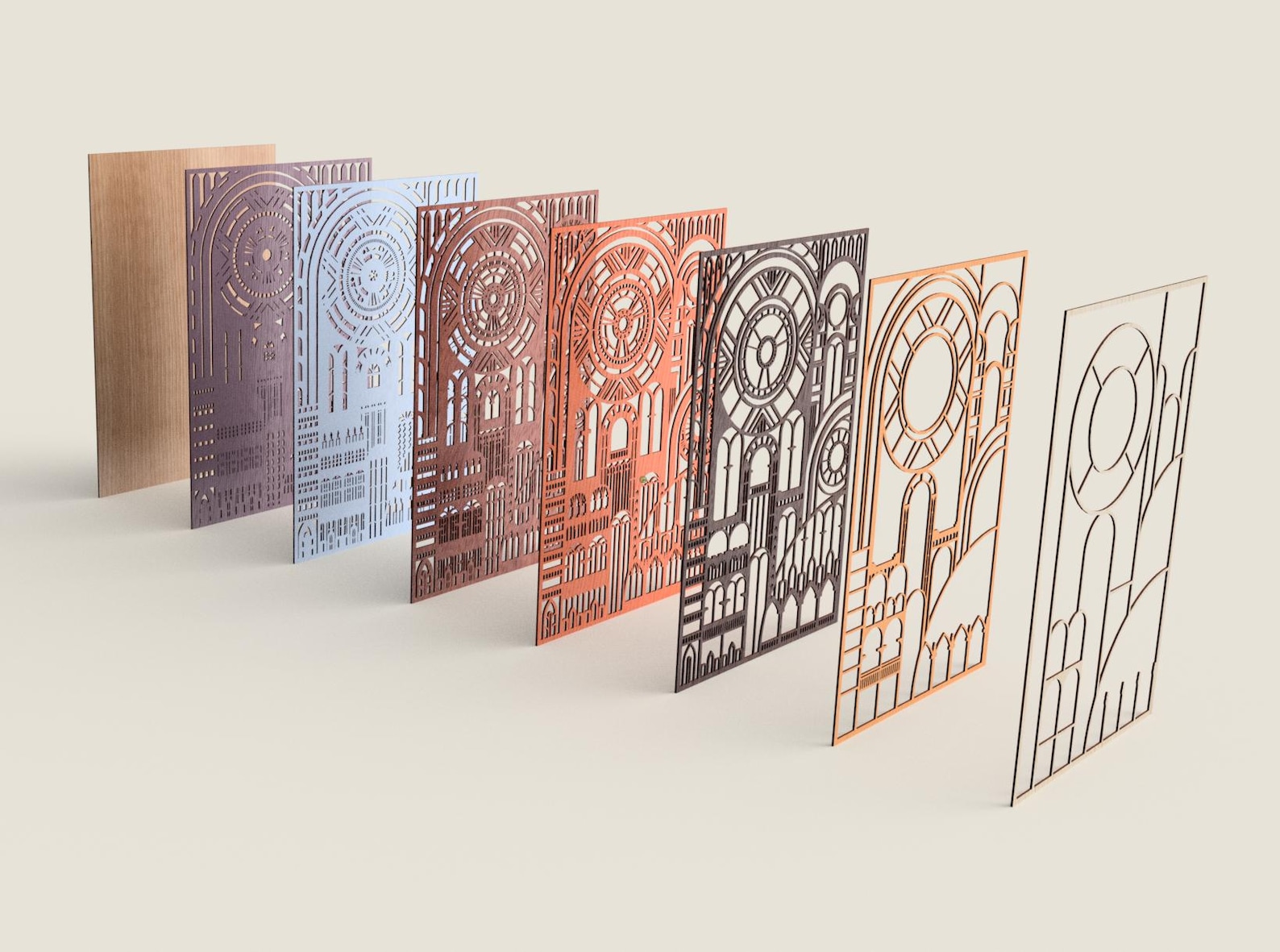 Arte mural con portal de catedral en capas cortado con láser SVG ...