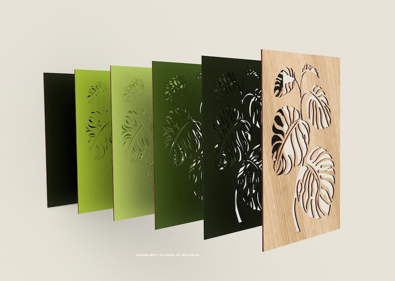 Monstera Plant | Laser Cut File for Creating 3D Multilayer Mandala Wall ...