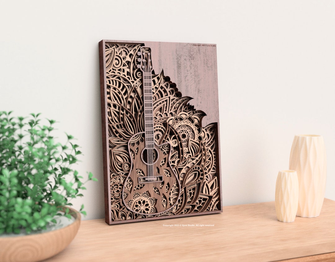 The Guitar - Laser Cutting File for Creating Multilayered Mandala Wall ...