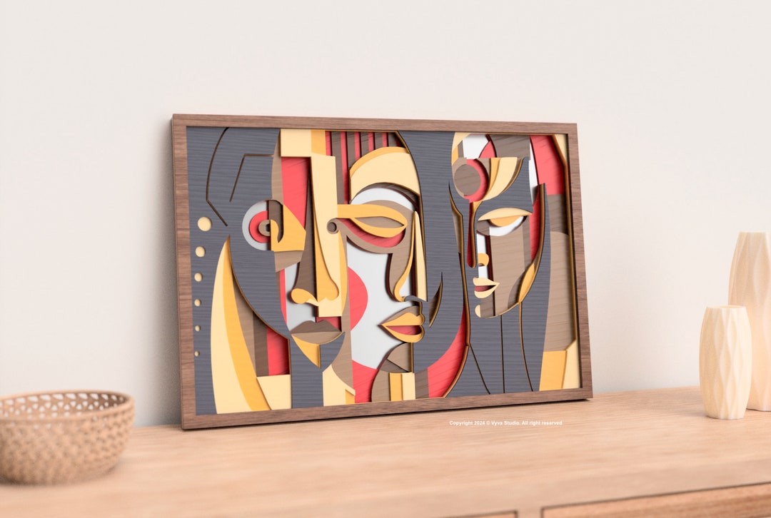 Faces Abstract | Digital Cut File for Multilayered Abstract Art ...