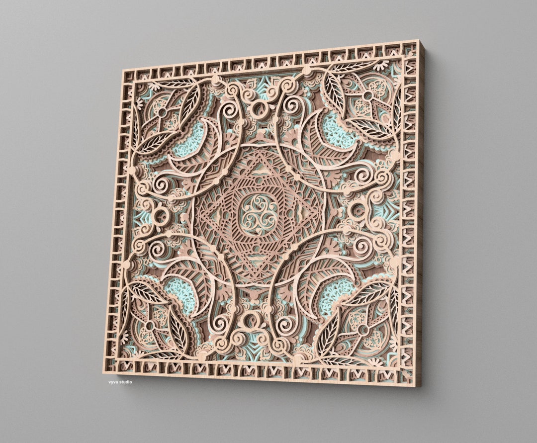 Laser Cutting File for Creating 3D Multilayered Square Mandala Wall Art ...