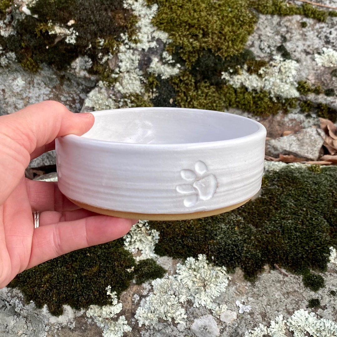 Dog Bowl Cat Bowl Pet Bowl Pet Food Bowl Paw Prints White - Etsy