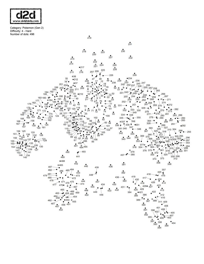 Pokemon Dot to Dots - Gen 2 ( All 100 Pokemon) - Etsy