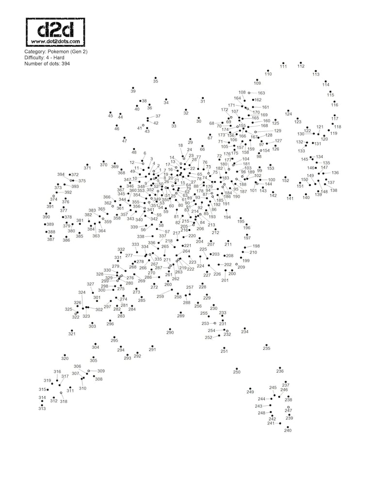 Pokemon Dot to Dots - Gen 2 ( All 100 Pokemon) - Etsy