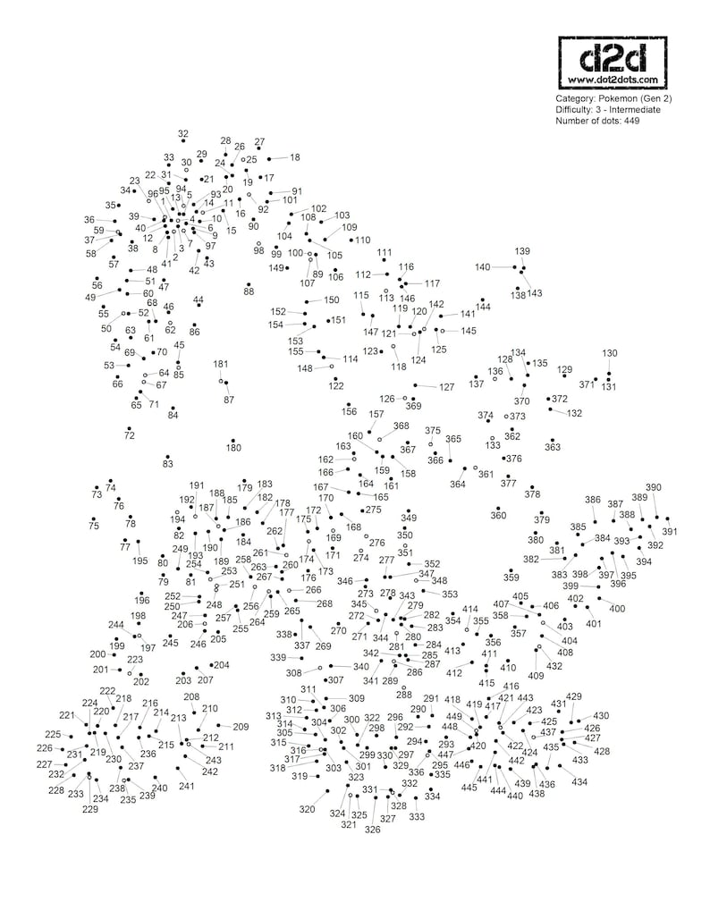Pokemon Dot to Dots - Gen 2 ( All 100 Pokemon) - Etsy Canada
