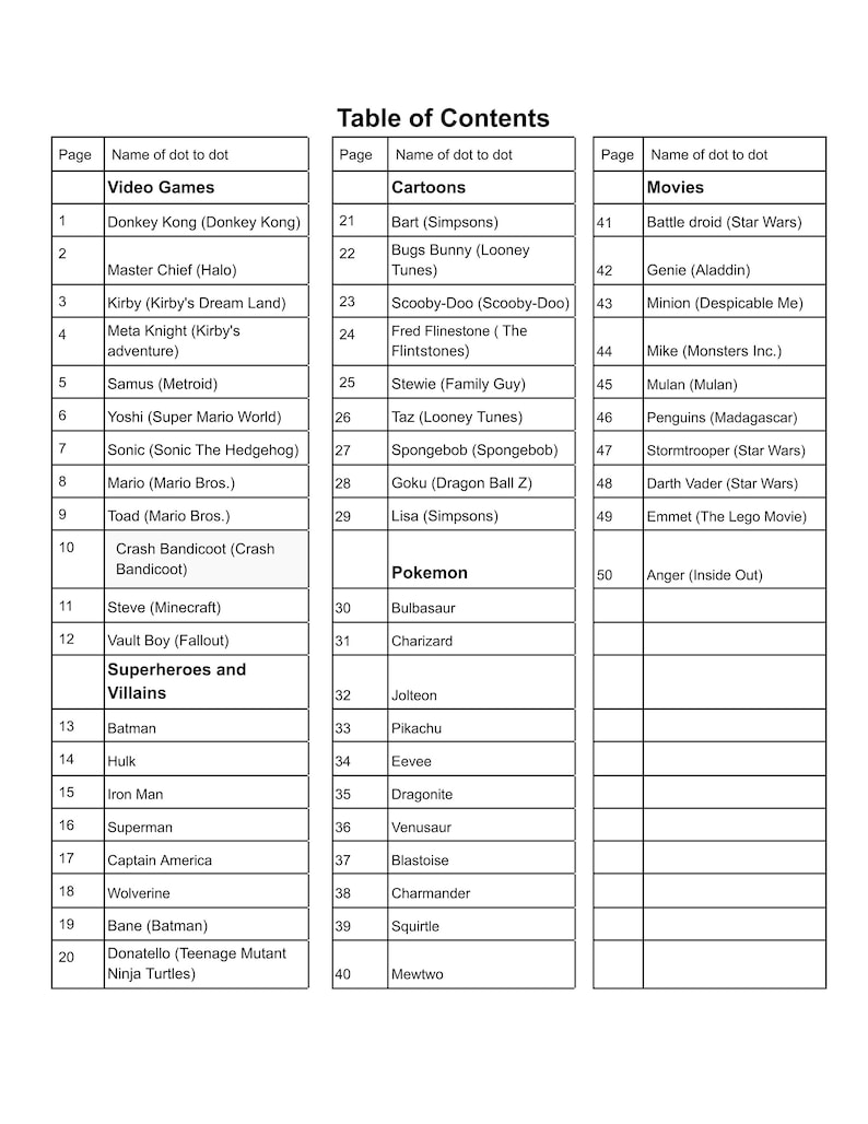 Video Game Dot to Dots - Etsy Canada