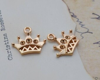 Gold crown charm | Etsy
