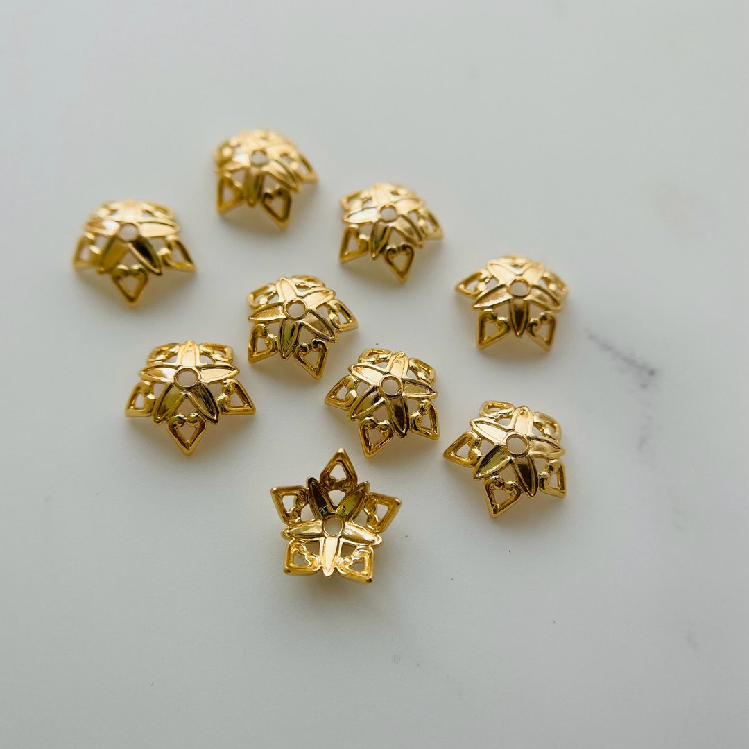 50pcs, 14K Gold Floral Bead Cap 8mm - Etsy