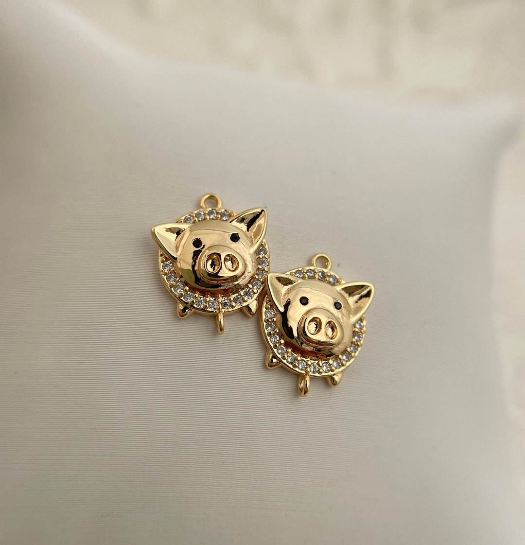 2 of 14k Gold Filled Delicate Cubic Pig Charm With 2 Loops (14x10mm) - Etsy