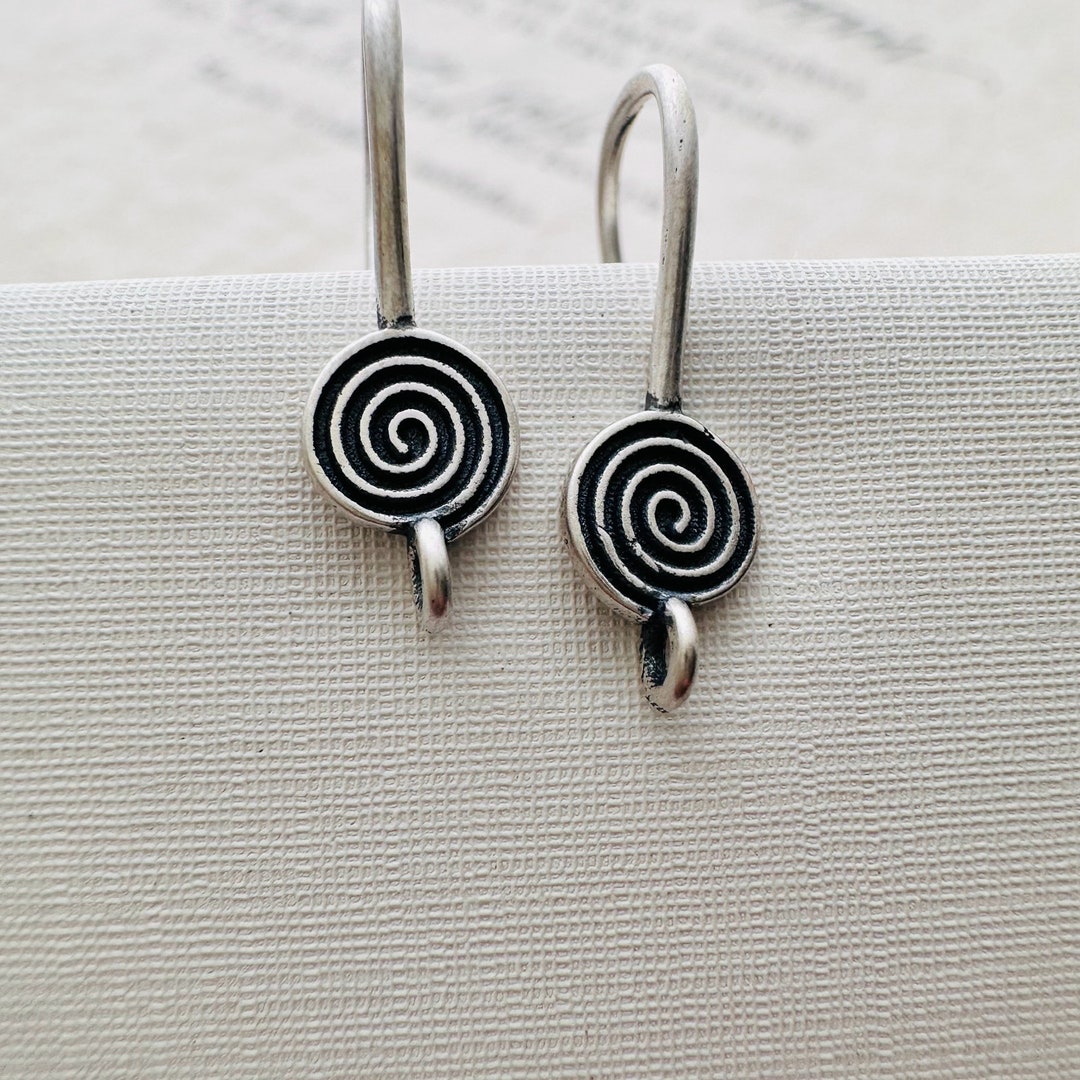 Solid Sterling Silver Swirl Hook Earrings With Loop, 1 Pair, 20x5mm - Etsy