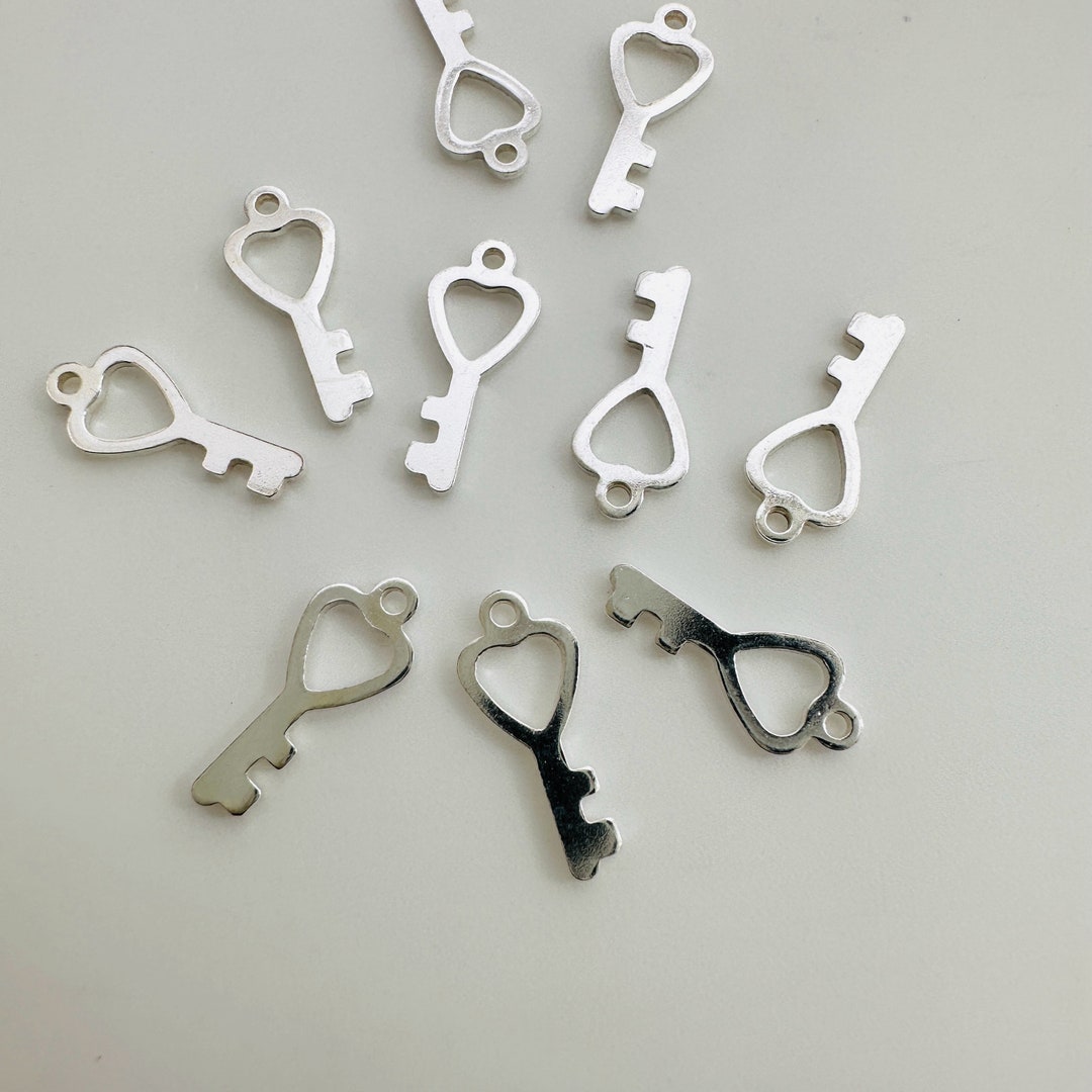 10 Pcs, Solid Sterling Silver Tiny Key Charms , 11x5mm - Etsy