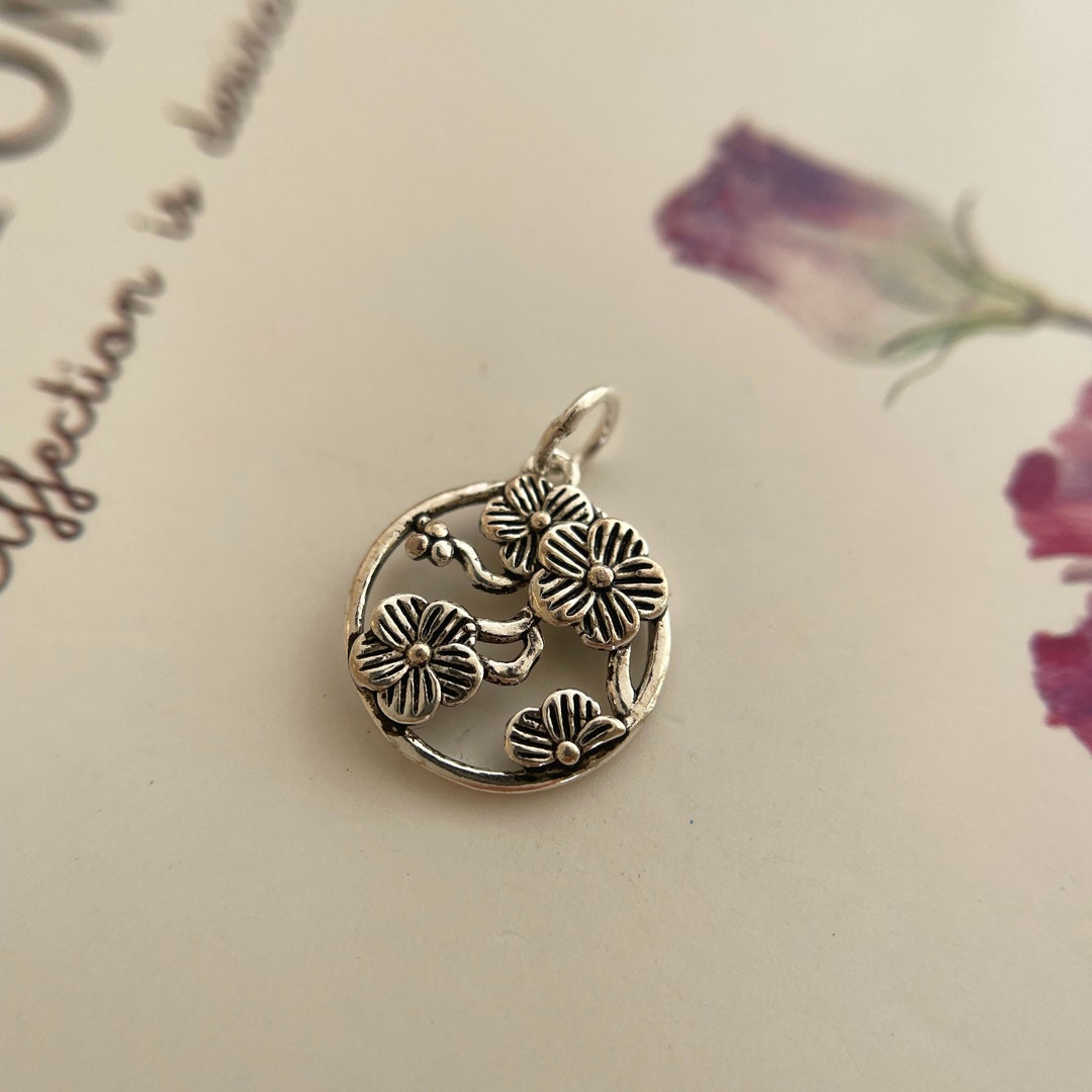 Solid Sterling Silver Flower Charm / 13mm - Etsy