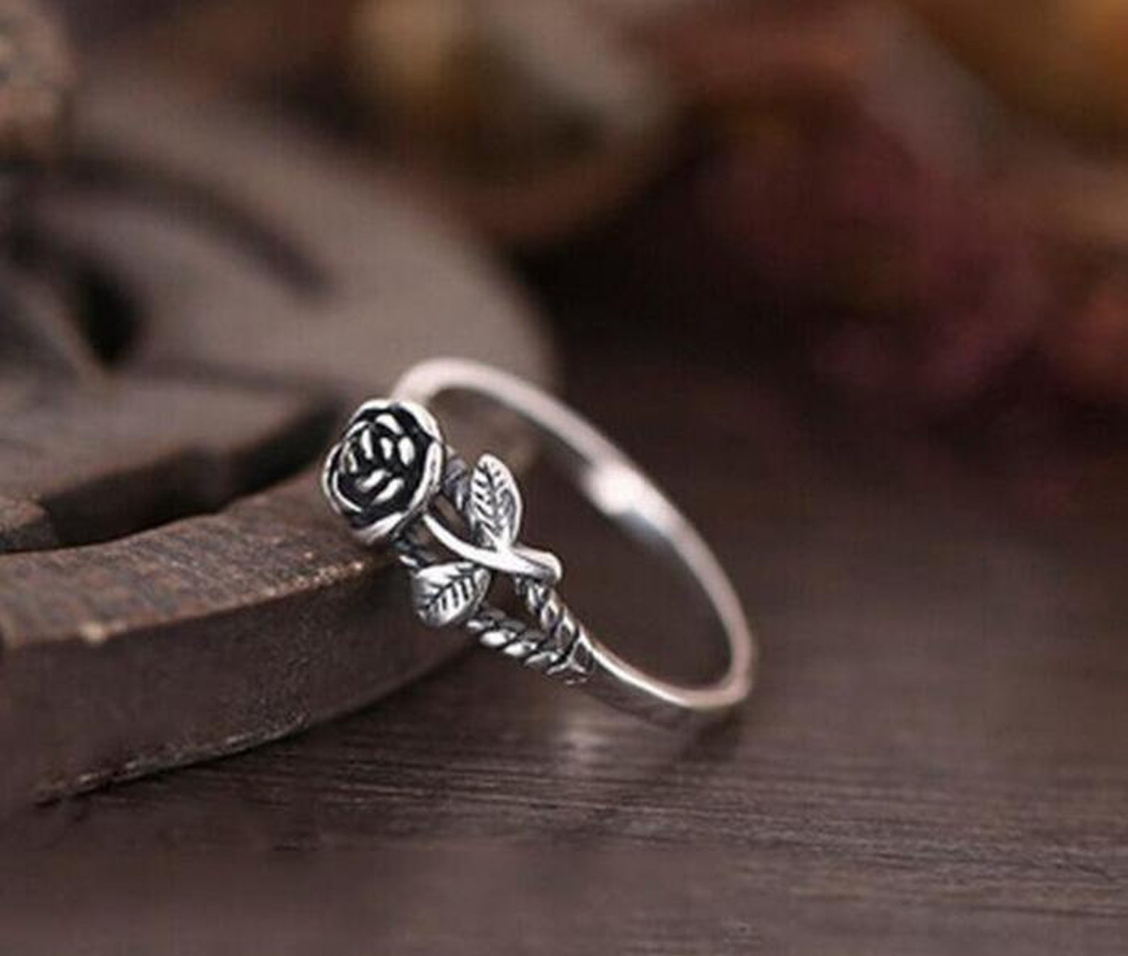 Silver Rose Ring - Etsy