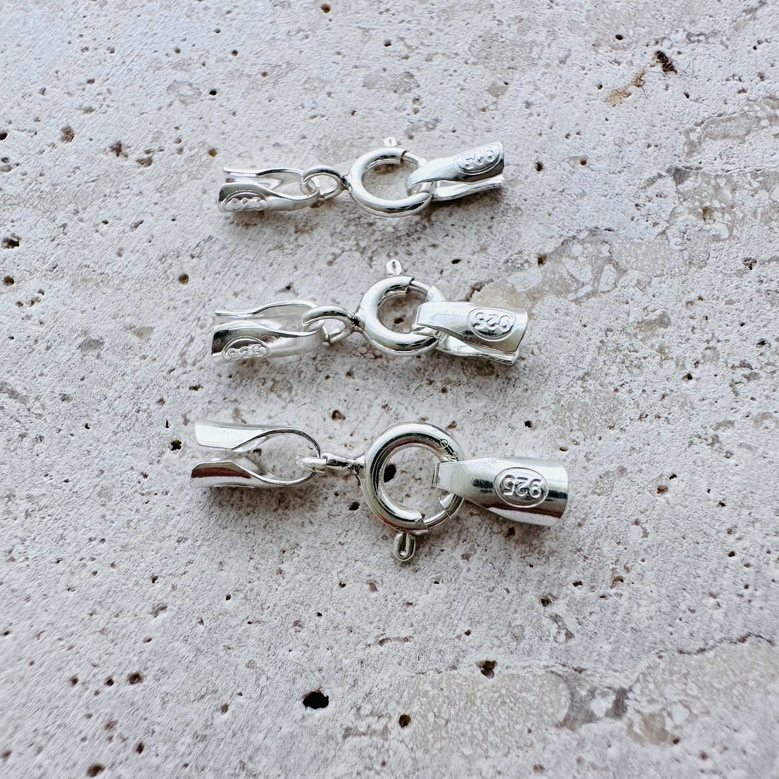 Sterling Silver Spring Clasp Sets With Crimp End Cap (5 Sets) - Etsy