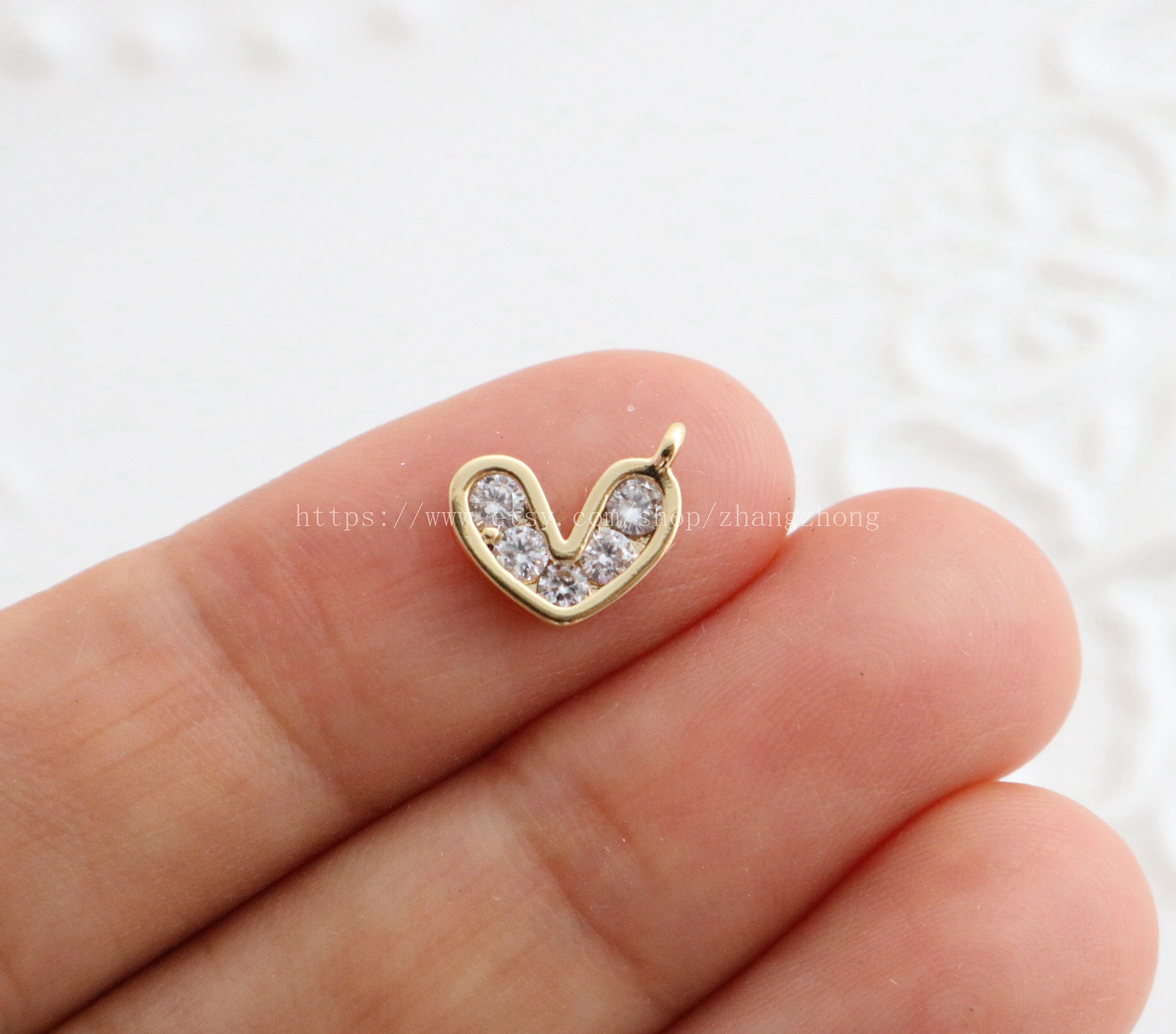 2pcs Gold Filled Delicate Crystal Heart Charm 9x9mm - Etsy