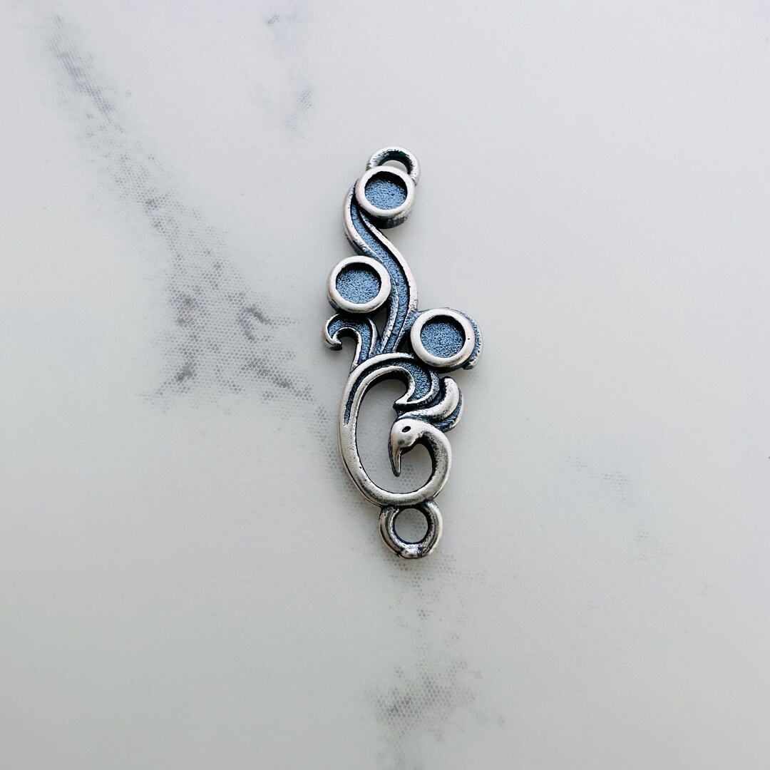 Solid Sterling Silver Peacock Link / 20x7mm / 1 or 5 Pcs - Etsy