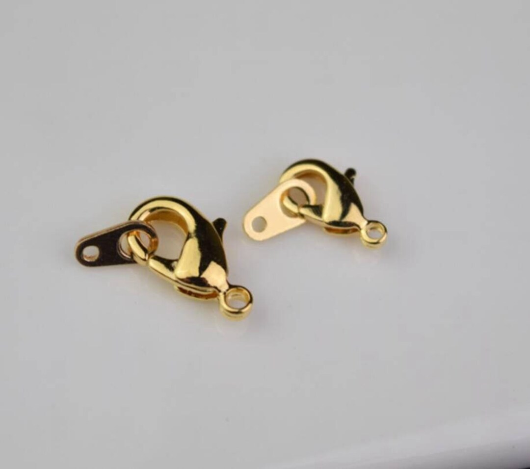 20 Sets of Gold Plated Lobster Claw Clasps With Tab Tabs Gold 9mm 12mm ...
