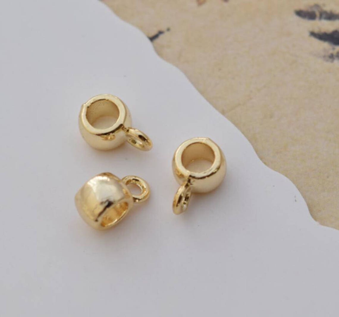 20 of Gold Filled Bails Spacer Beads Charm Holder Bail Bead With Hole ...