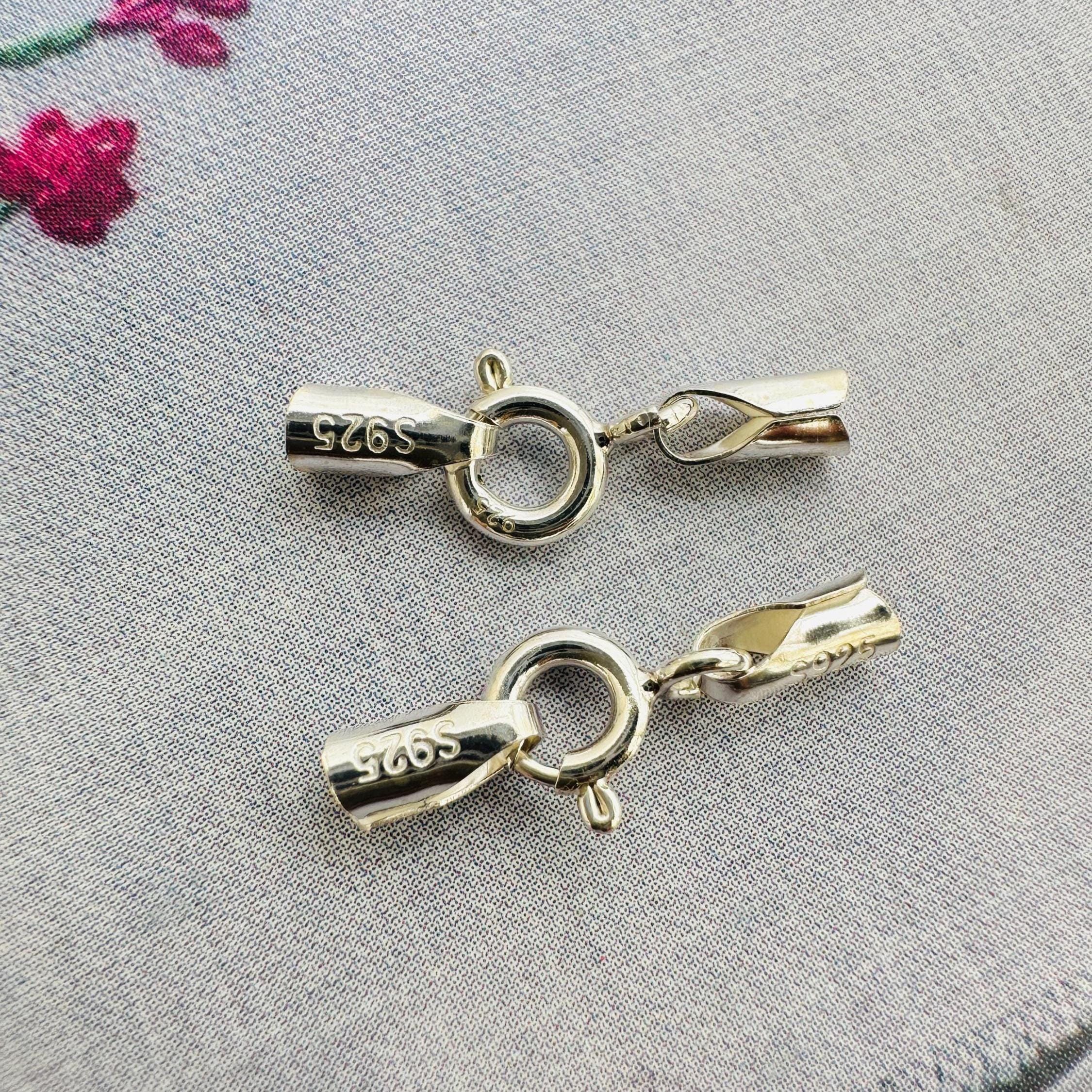Sterling Silver Spring Clasp Sets With Crimp End Cap (5 Sets) - Etsy