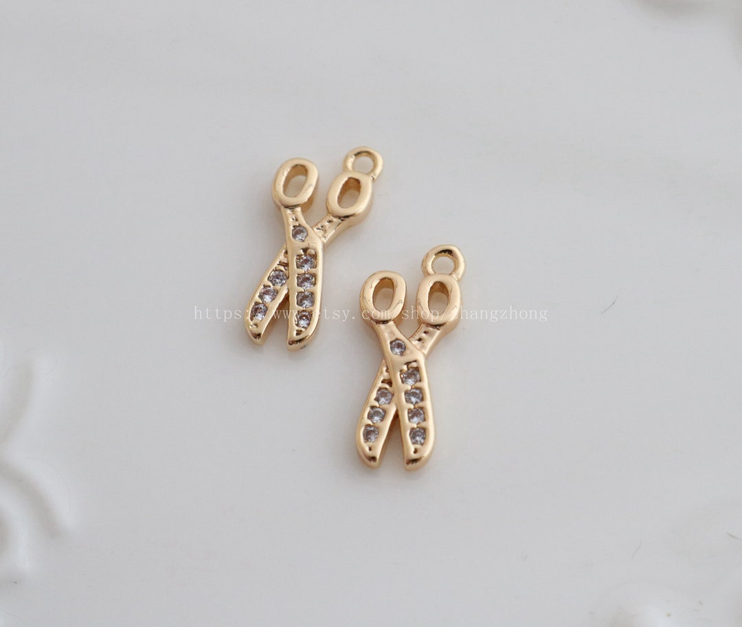 2pcs Gold Filled Delicate Crystal Scissors Charm (15x6mm) - Etsy