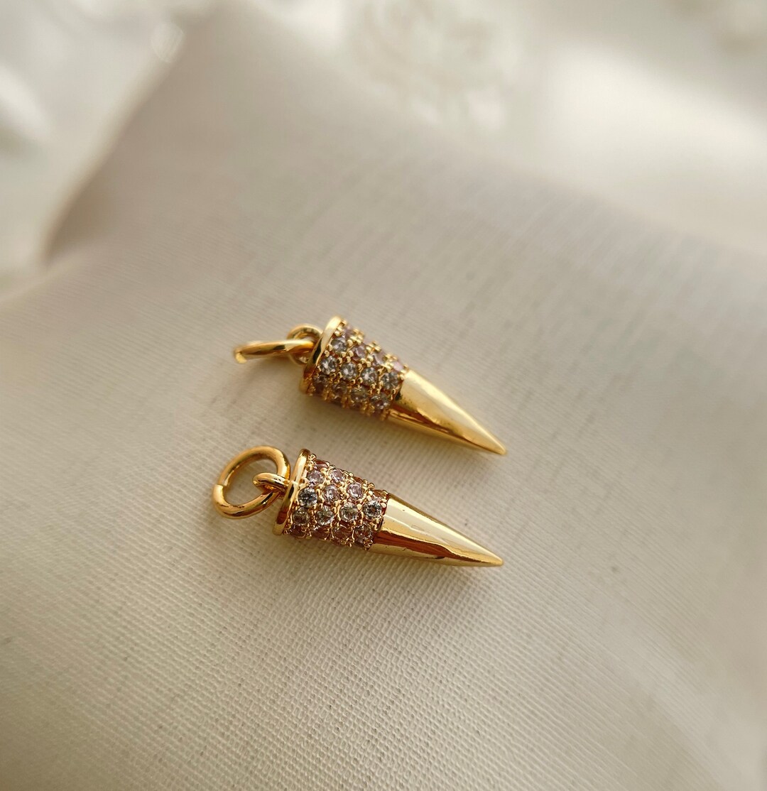 Set of 2 , Delicate Crystal Spiky Charm (15x4mm) - Etsy